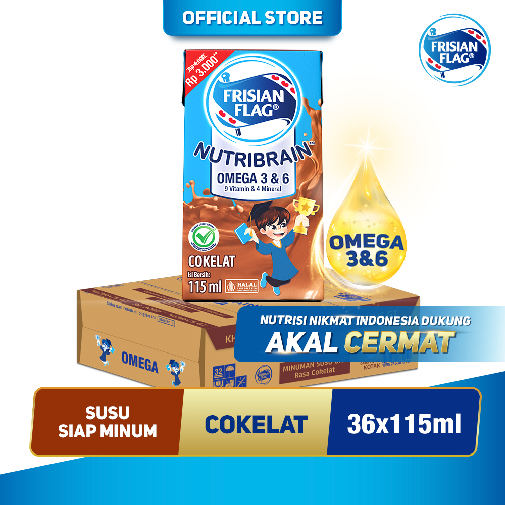Frisian Flag Omega Susu UHT Chocolate 115ml isi 36 [Karton]