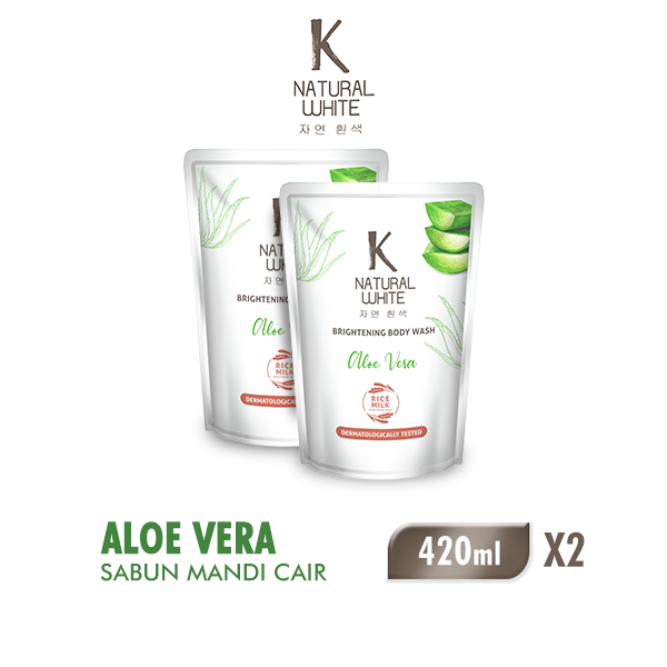 [Paket isi 2] K NATURAL WHITE Sabun Mandi Cair Aloe Vera Pouch 450ml